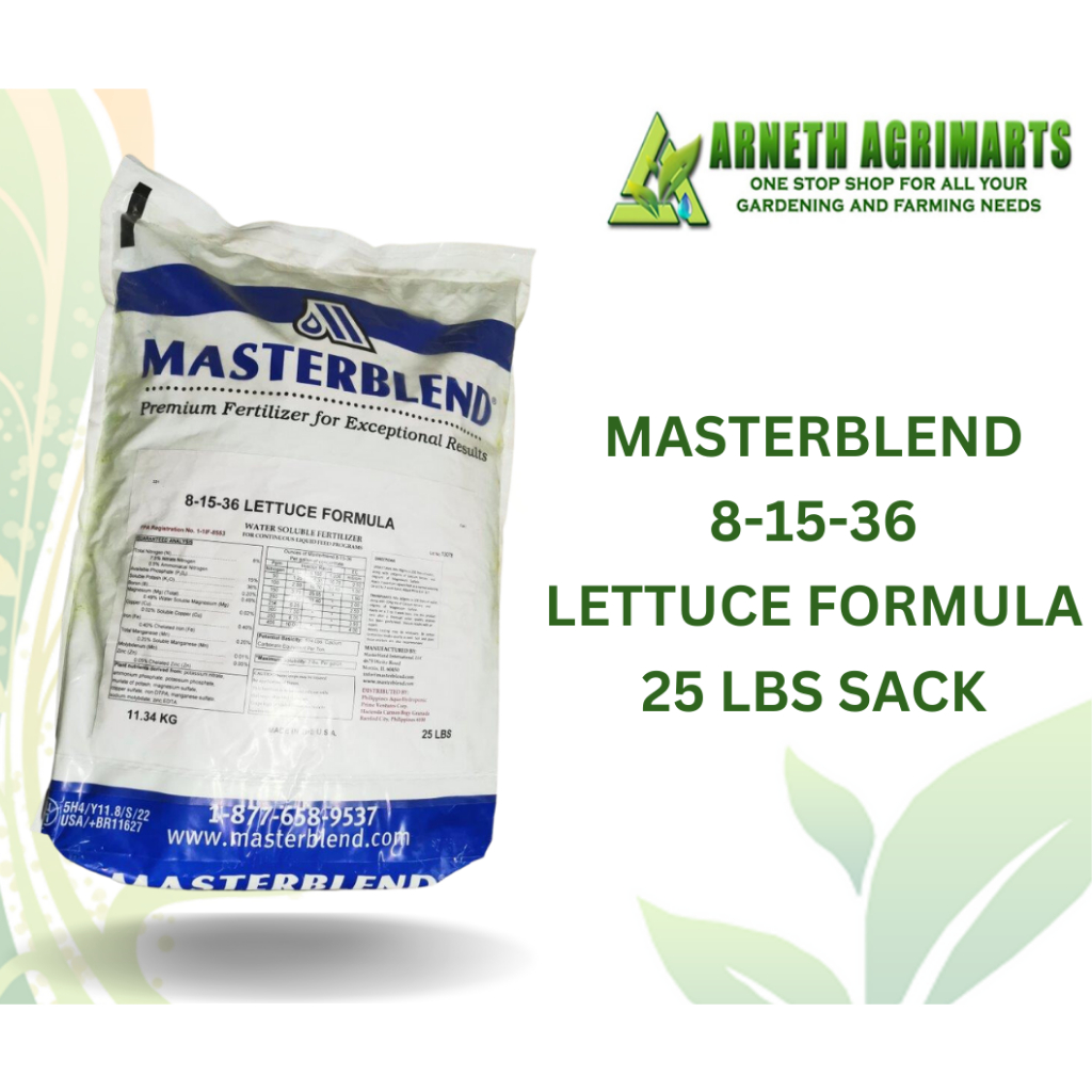 ARNETH MASTERBLEND 8-15-36 LETTUCE FORMULA FOR HYDROPONICS 25 LBS SACK ...