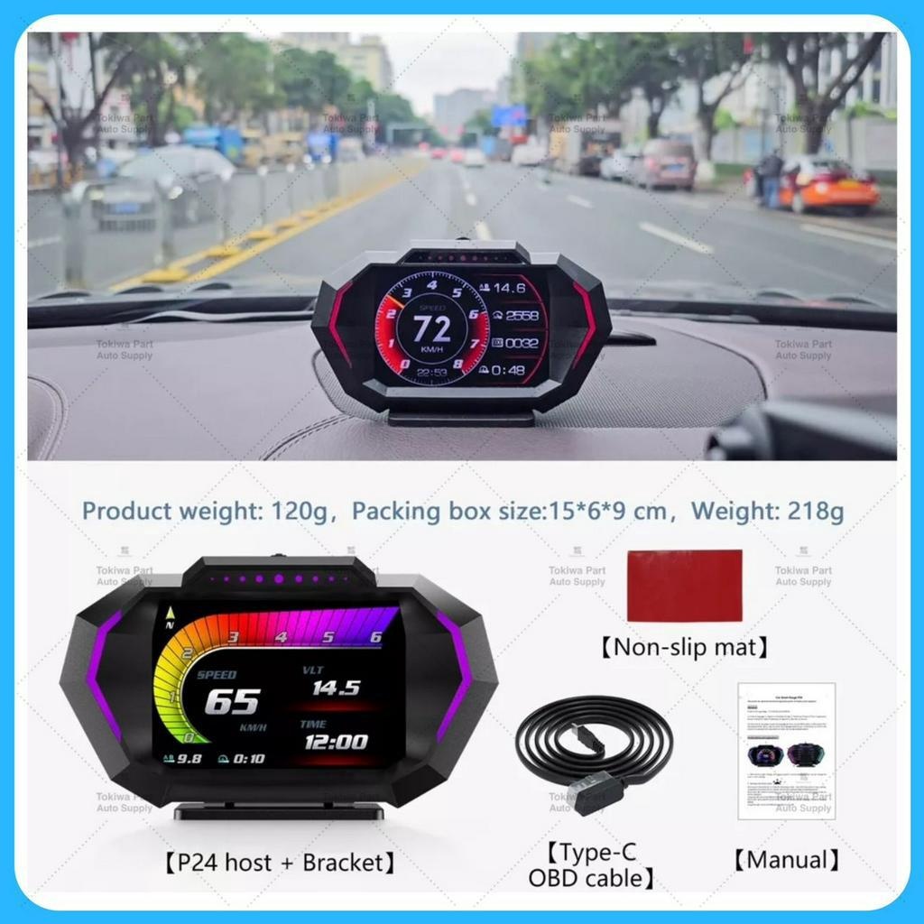 🇵🇭24H Ship⚡P24 OBD2+GPS+Slope Meter+Accelerometer Car Speedmeter OBD ...