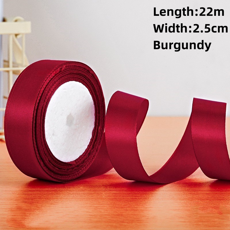 (25 yards/roll) 2.5cm Satin Ribbon Roll Gift Packaging Ribbon Flower ...
