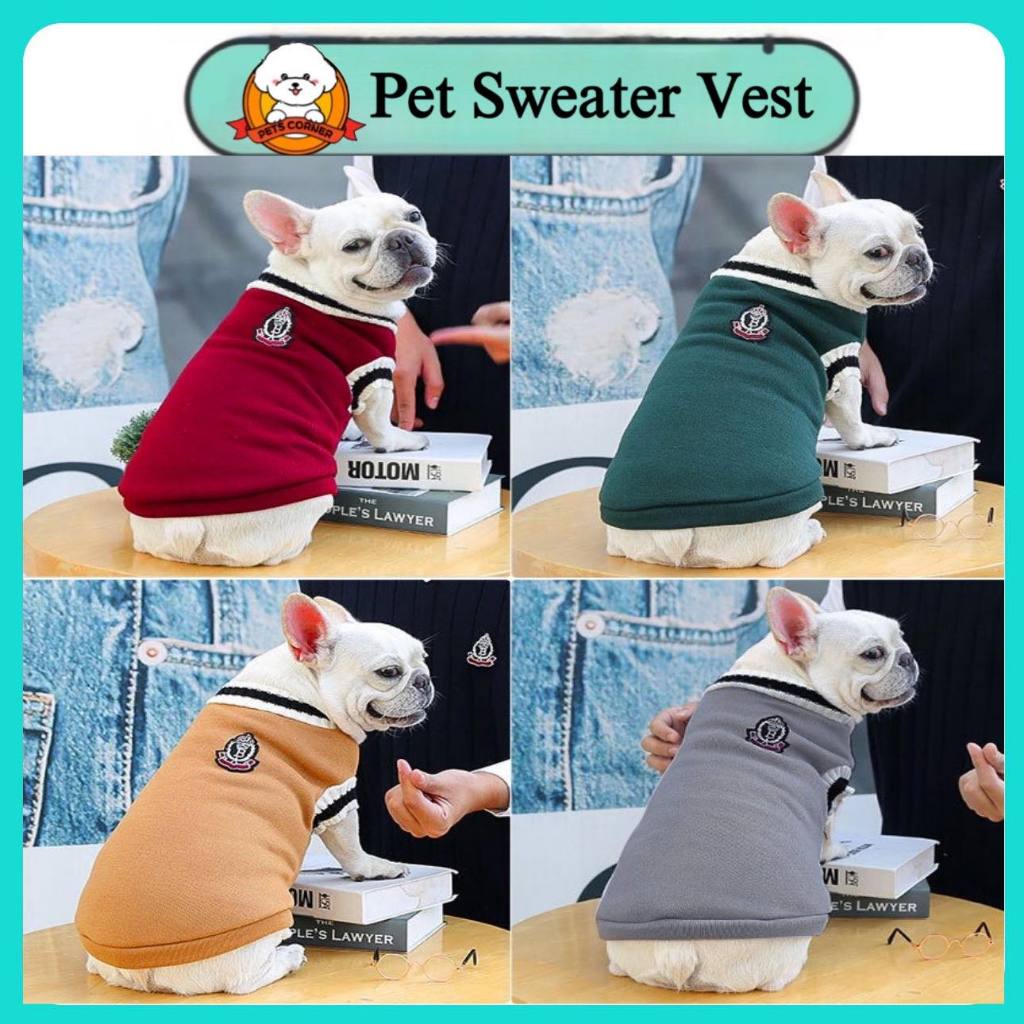 Pet Clothes Dog Campus Style Sweater Vest V-Neck Clothes | Shopee ...