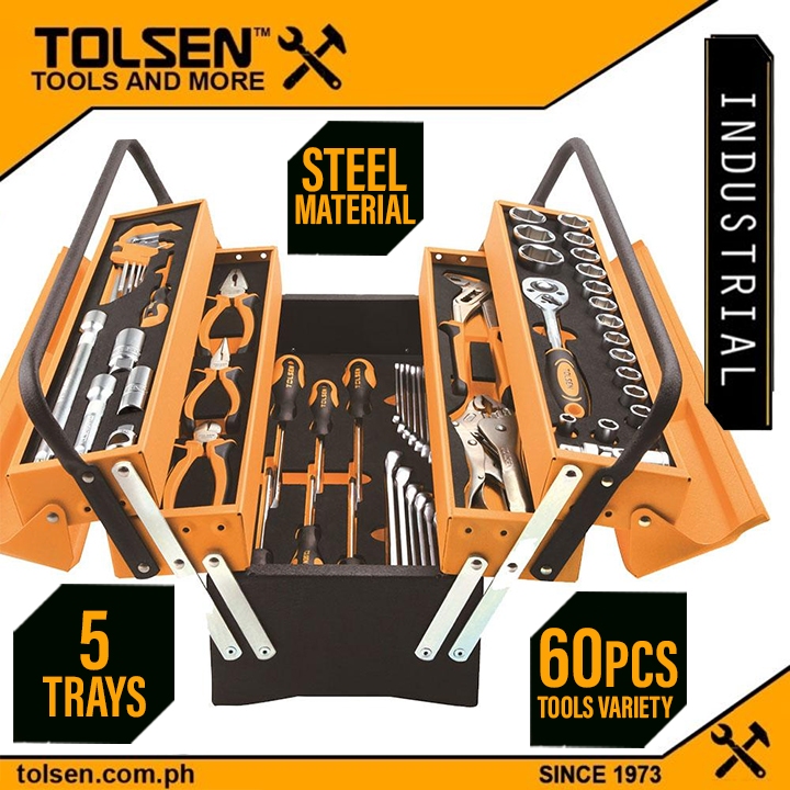 Tolsen Heavy Duty 60pcs Tool Set with Tool Box 85401 | Shopee Philippines