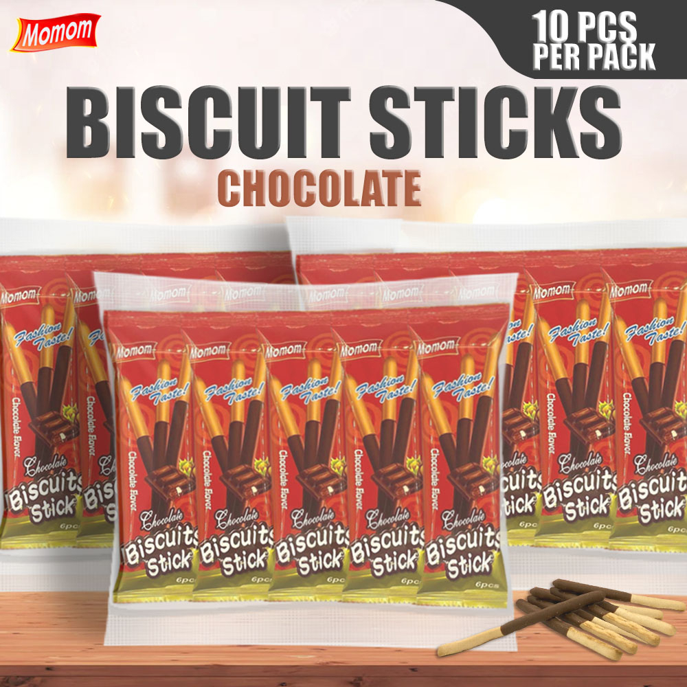 Momom Chocolate Cream Coated Biscuit Sticks 10pcs sachet each pack ...