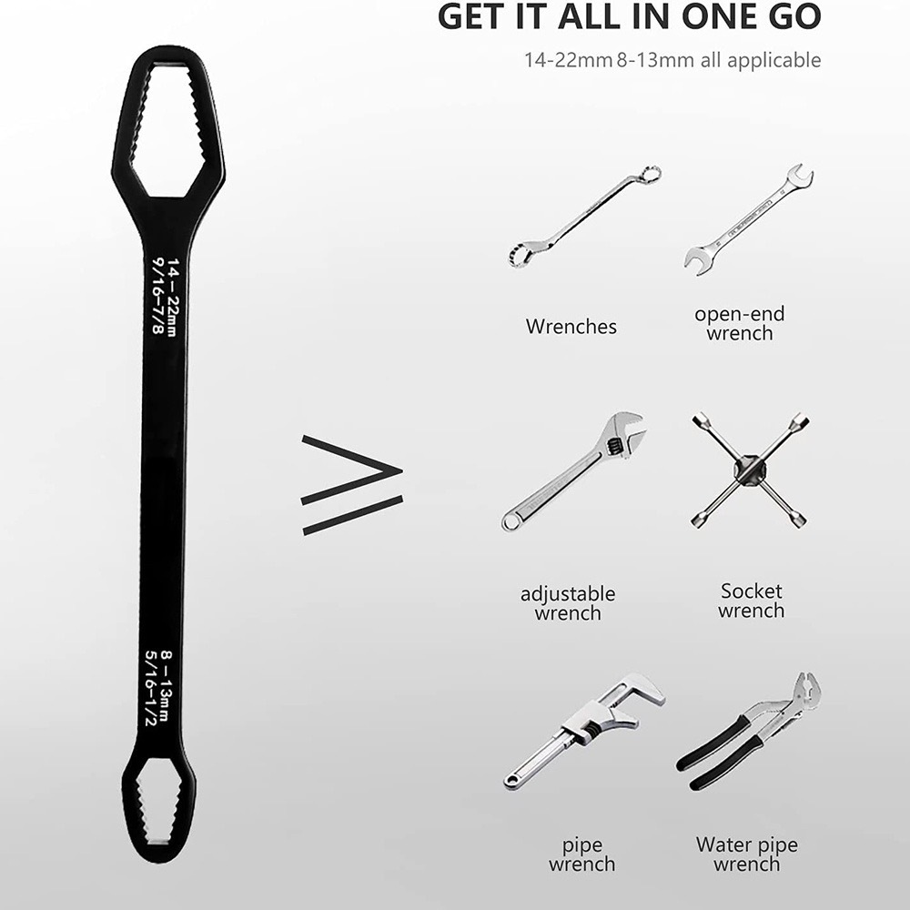 Universal Double Head Wrench Self-Tightening Ratchet Spanner Nut ...