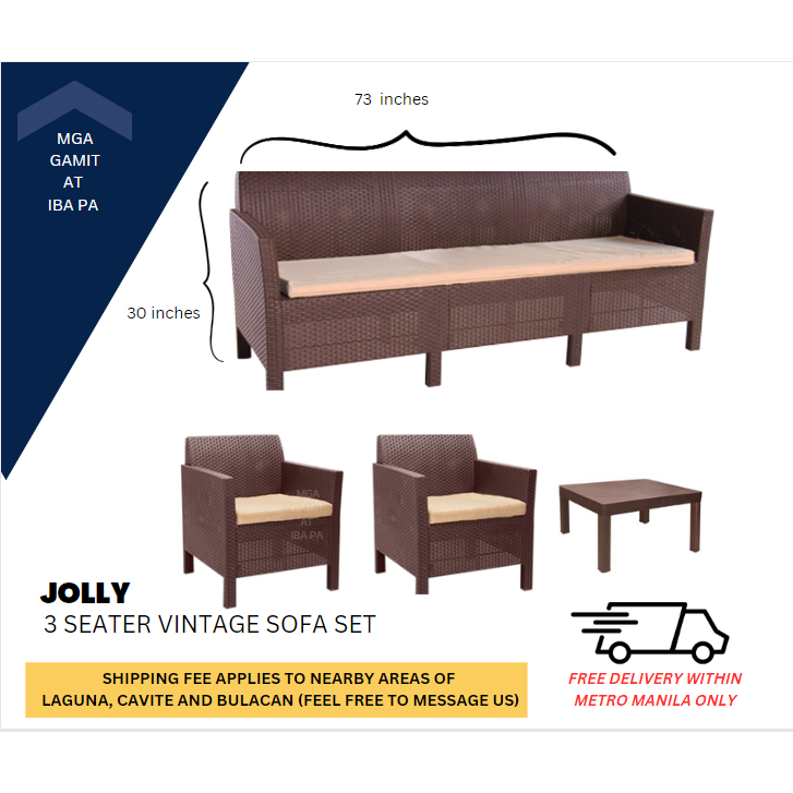 JOLLY VINTAGE SOFA (3-1-1 & Coffee Table) | Shopee Philippines