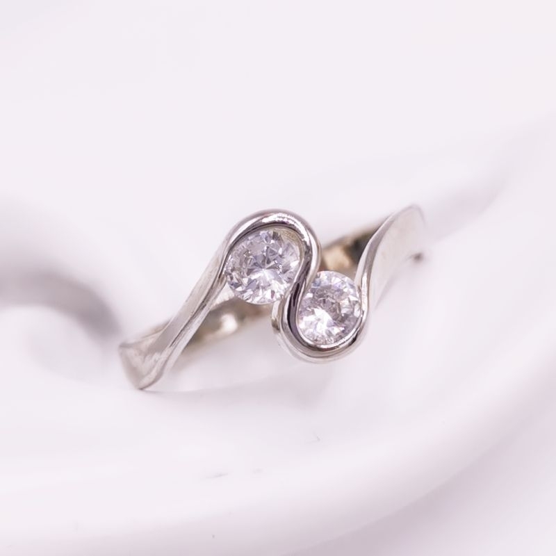 ERS012 3mm Tiny stone Simple style girl style proposal engagement ring ...