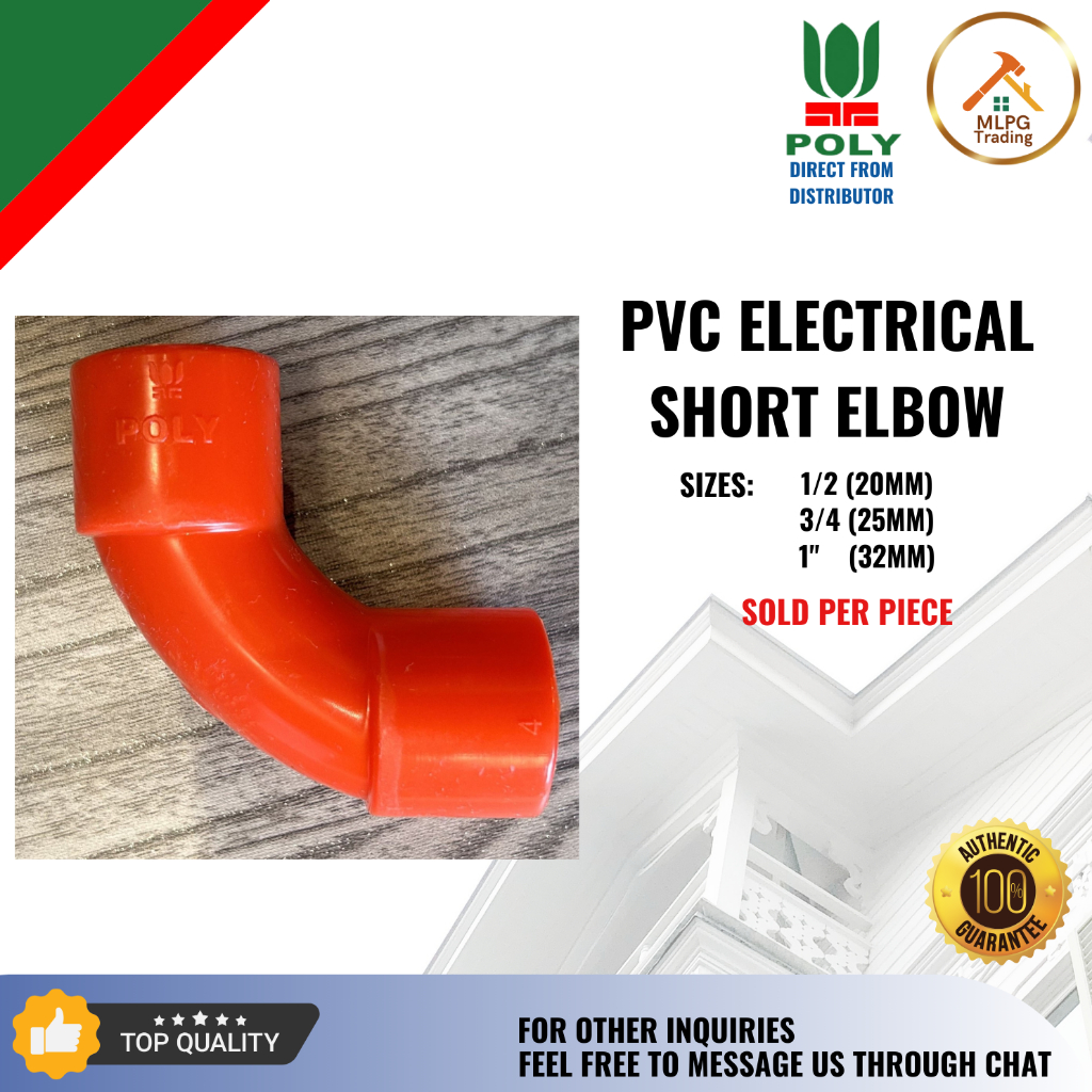 (PER PCS) Poly Electrical Fittings Short Elbow (1/2", 3/4", 1 ...