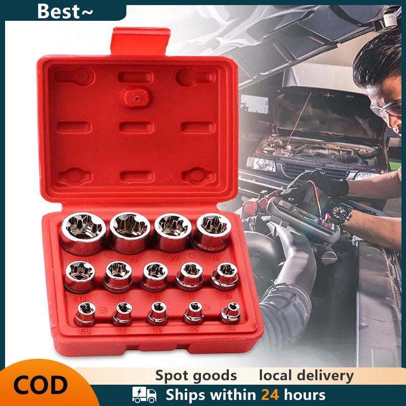 14 pcs E-Type Star Socket Set 1/4" 3/8" 1/2" Female External Star ...