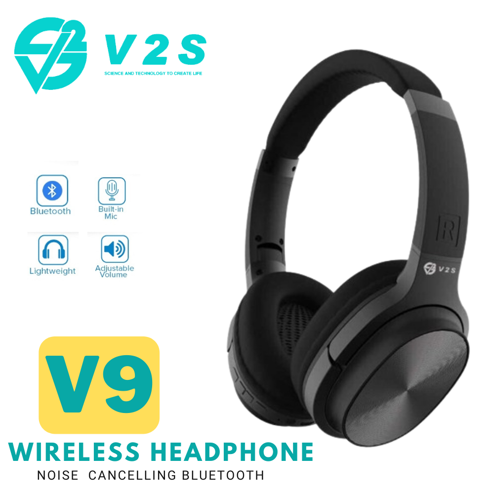 V2S V9 Wireless Bluetooth Noise Cancelling Headphone HD Extra Bass ...