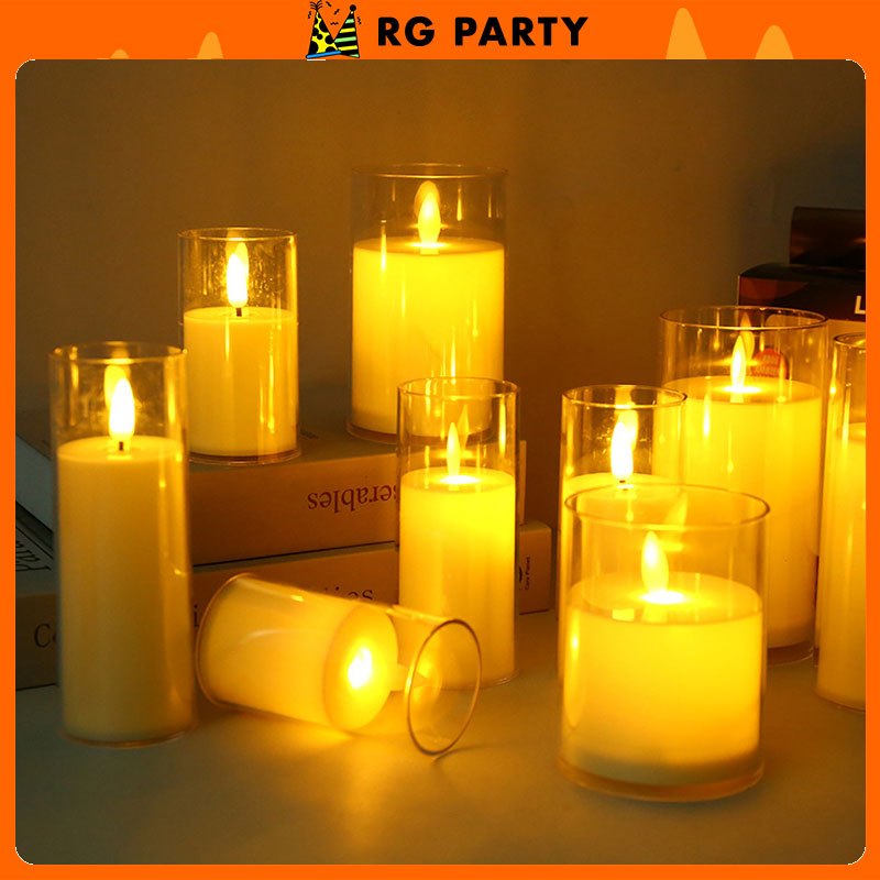 Candle in Glass Led Flameless Candle With Glass Cover for Home Wedding ...