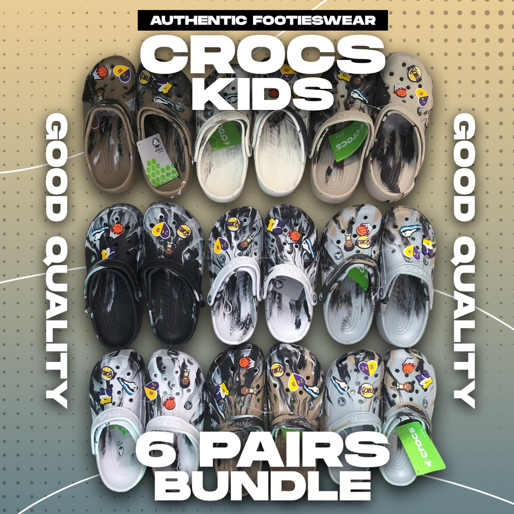 PER BUNDLE CROCS KIDS Graphic Tie Dye Rubber Clogs Sandals with Jibbitz ...