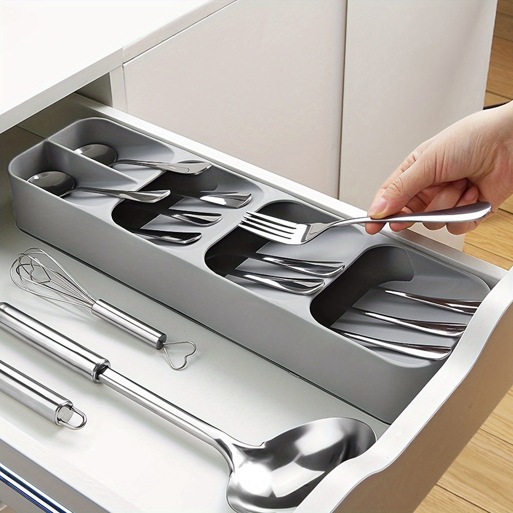 Kitchen Cutlery Storage Tray Knife Fork Compartment Storage Box ...