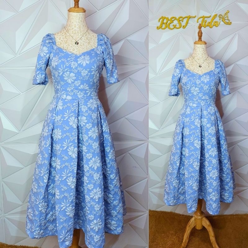 Thalia Jacquard Embossed Dress REGULAR & PLUS SIZE | Shopee Philippines