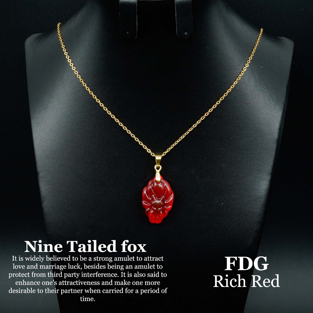 Lucky charm Crystal Nine-Tailed Fox & hypoallergenic stainless necklace ...