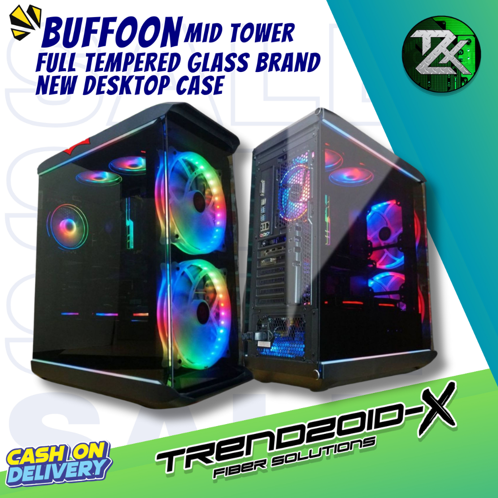 Gaming Desktop Casing with Tempered Glass Cover ASSORTED DESIGNS ...
