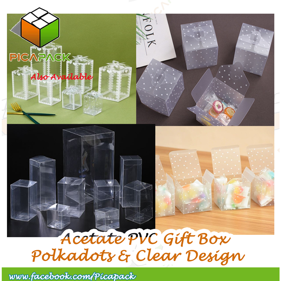 10pcs Acetate PVC Gift Box Polkadots design Square Acetate Plastic ...