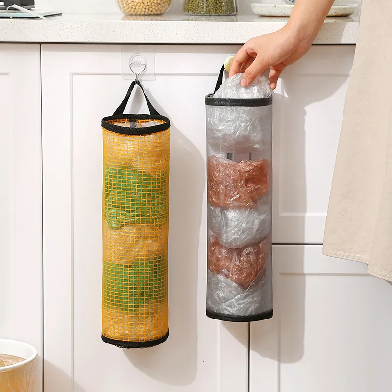 Garbage Bag Kitchen Mesh Garbage Bag Organizer Dispenser Trash Bags ...