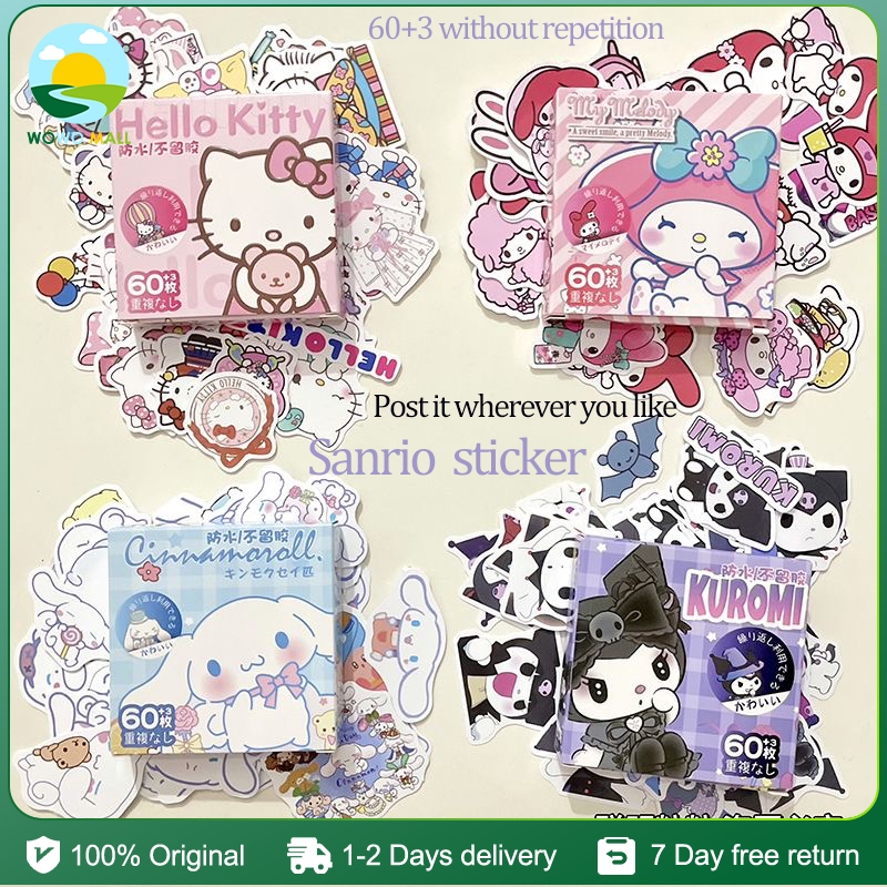 SANRIO Sticker Box Kuromi Waterproof Kids Cute Party Bag Cinnamoroll ...