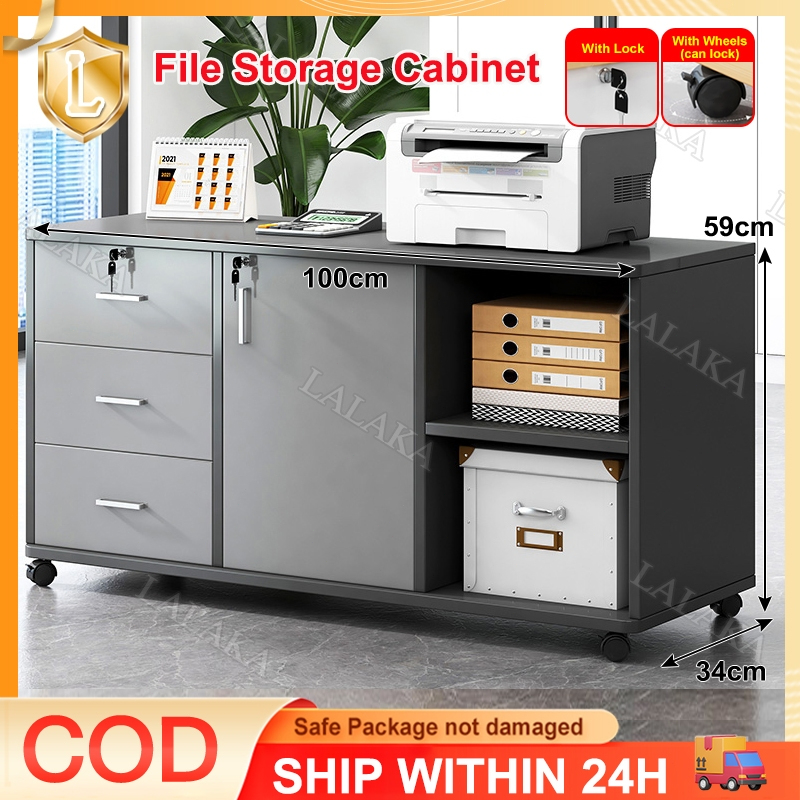 Home Office File Cabinet Organizer With Lock Wooden Locker Data Storage ...