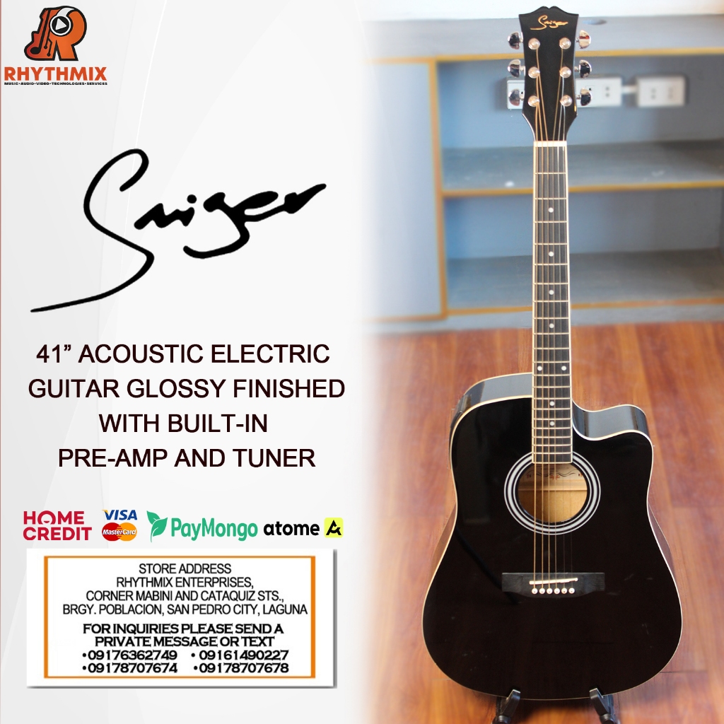 Smiger GA-H61Acoustic Electric Guitar Glossy Finished (black) | Shopee ...