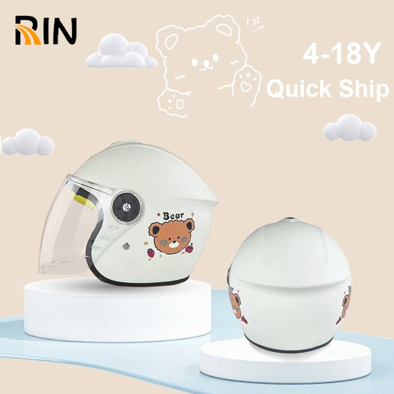 Cute White Half Face Helmet for Kids Girls Boys Motorcycle Protective ...