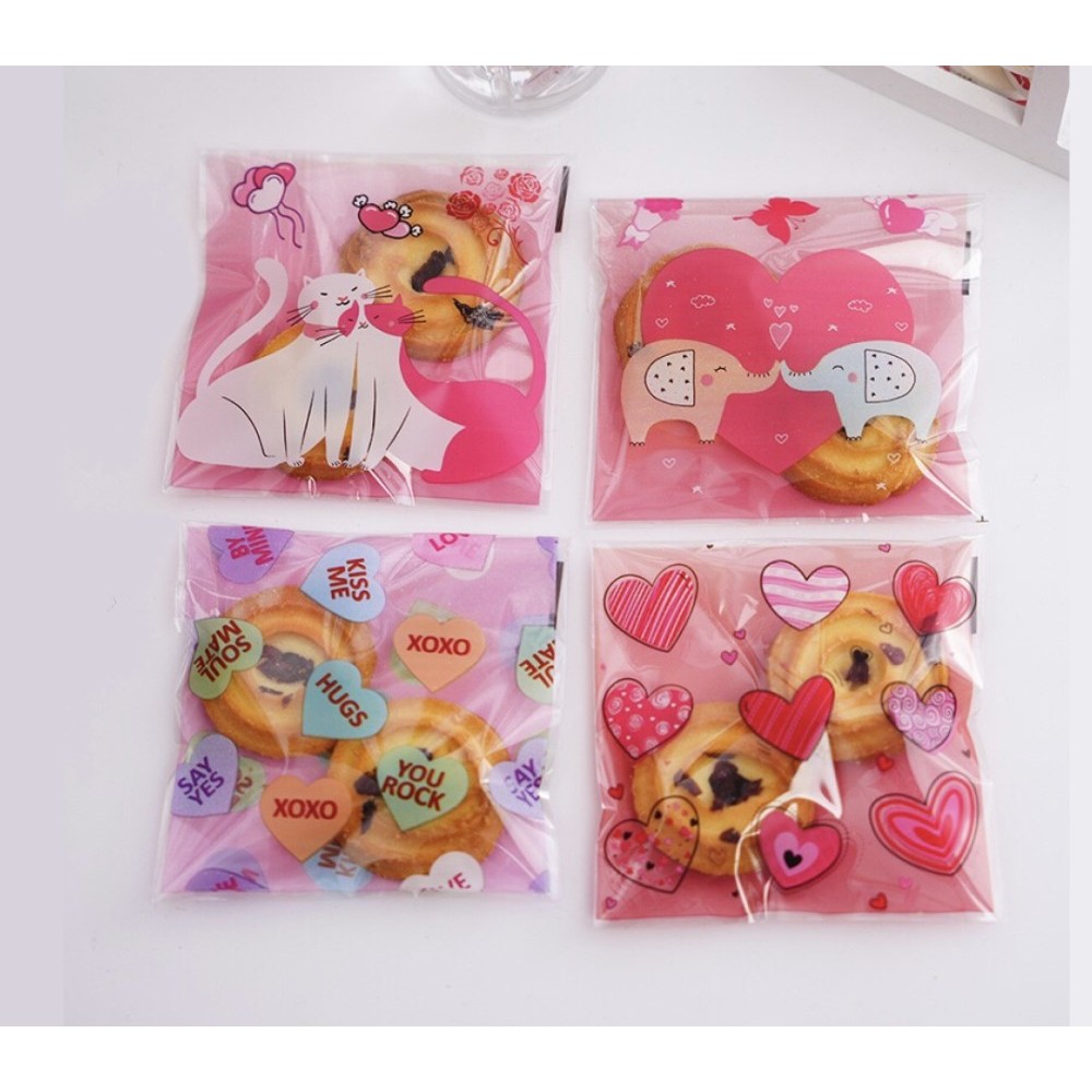 Valentines Cookie Pouch resealable plastic valentine vday pastry ...