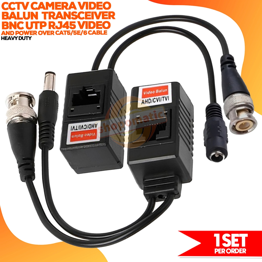 🟧CCTV Camera Video Balun Transceiver BNC UTP RJ45 Video and Power over CAT5/5E/6 Cable🟧 | Shopee ...