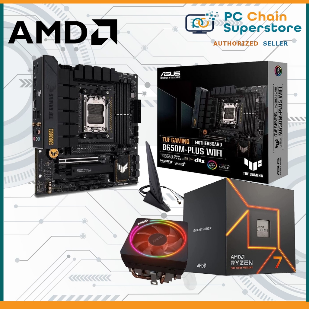 (Bundle) AMD Ryzen 7 7700 AM5 Processor + ASUS TUF B650M-PLUS WIFI DDR5 ...