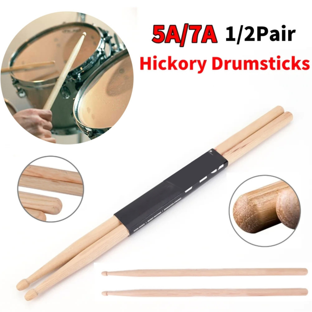 1 Pair 5A/7A Drumsticks Maple Wood Drum Stick for Drum Exercise Drumstick Instrument Percussion ...