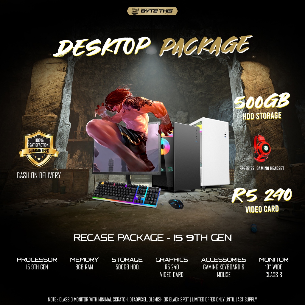 DESKTOP PACKAGE GAMING RECASE I5 9TH GEN 8GB RAM 19 WIDE MONITOR | REFURBISHED | BYTE THIS ...