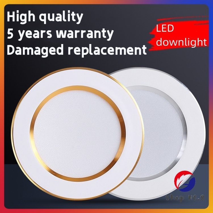 5W LED Downlight Ceiling Lights Recessed Pin Light Round Panel Lamps ...