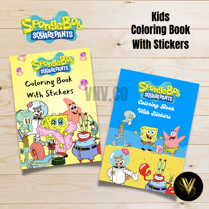 Spongebob Kids Coloring Book With Stickers 12 sheets art perfect gift ...