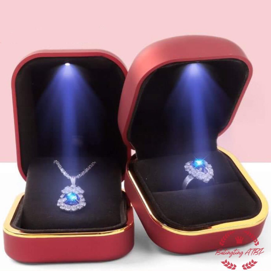 Luxury Jewelry Couple Ring Box With LED Light For Engagement Wedding ...