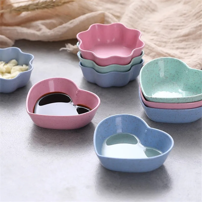 FAMILIFE 6/12pcs Creative Love Shape Saucer Plates Wheat Straw ...