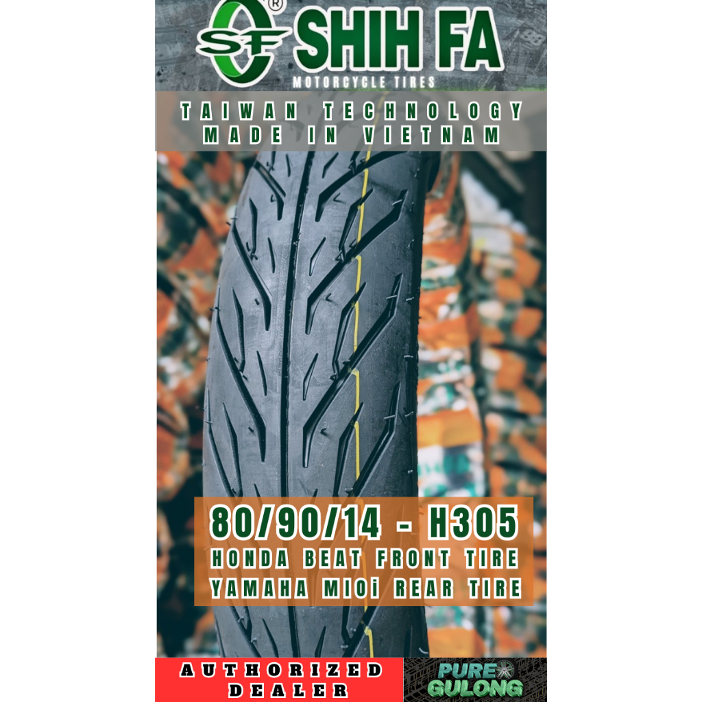 SHIHFA 80/90-14 TUBELESS TIRES MIO BEAT CLICK SKYDRIVE H305 PATTERN ...