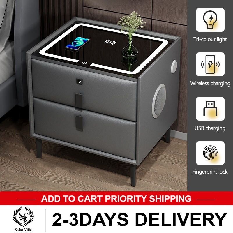 Smart bedside table supports wireless charging with Bluetooth speaker ...