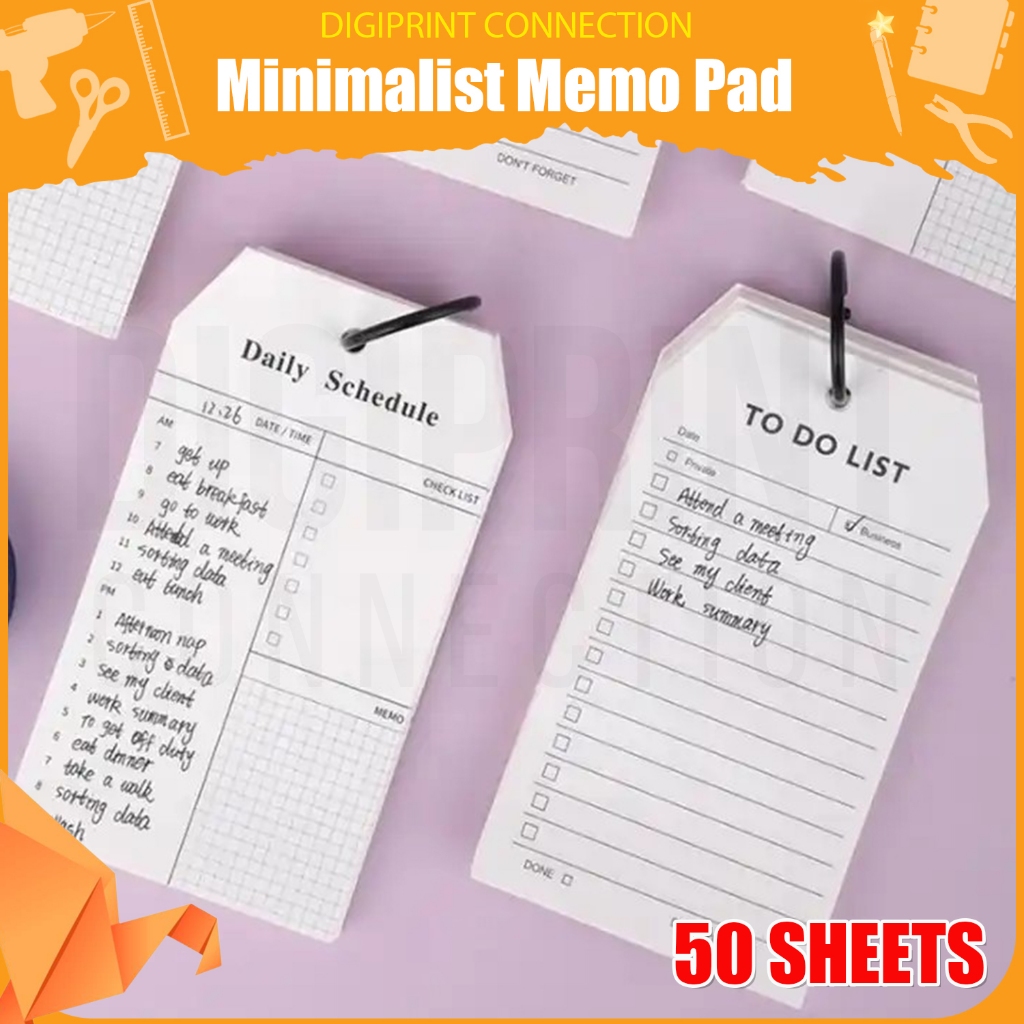 50sheets Memo Pad Key Ring Minimalist Loose Leaf Ring Note Pad (To do ...