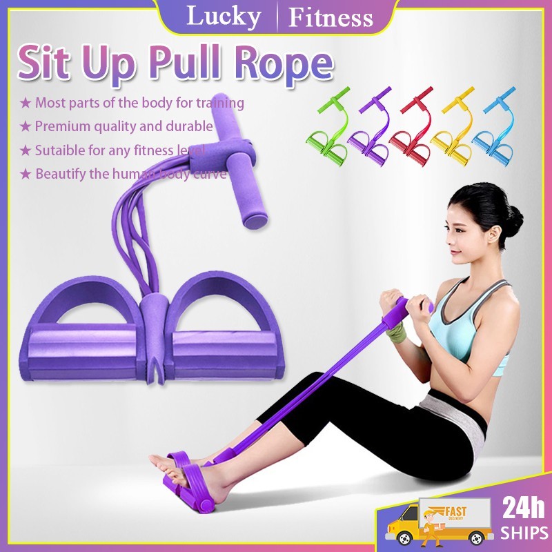 Yoga Training Resistance Band Sit-ups Fitness Workout Foot Pedal Tummy ...