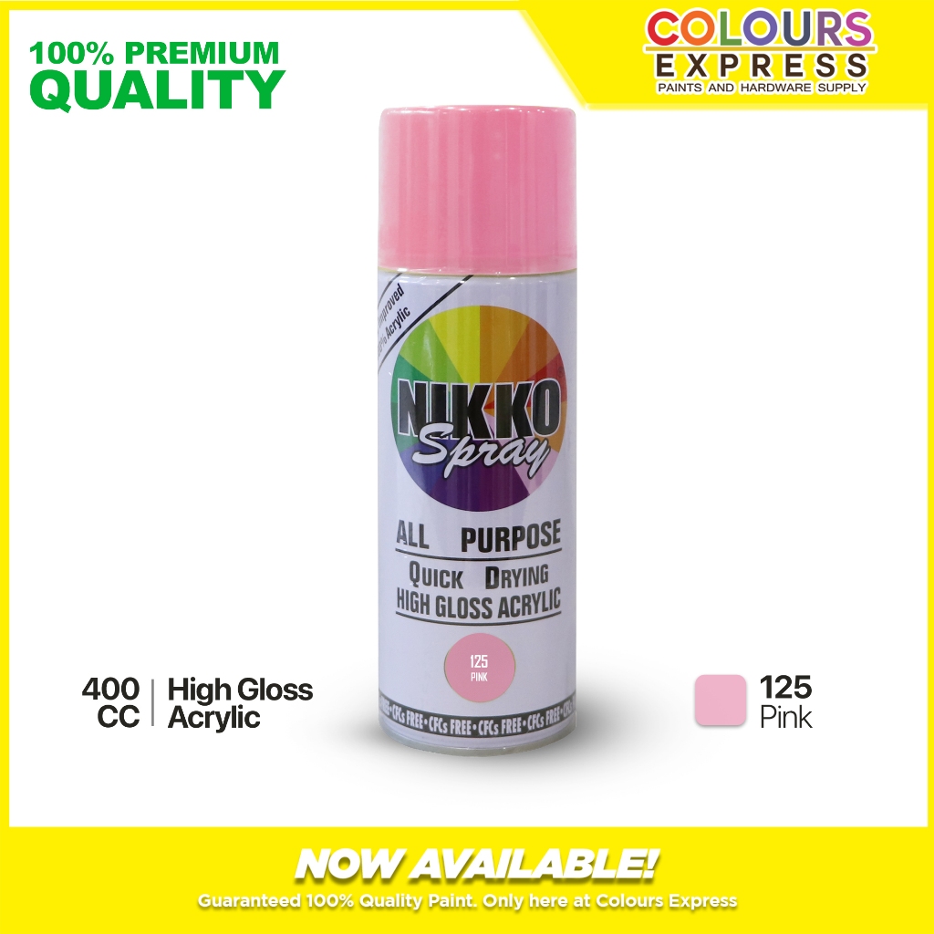 Nikko Spray Paint 125 Pink All Purpose Quick Drying High Gloss Acrylic ...