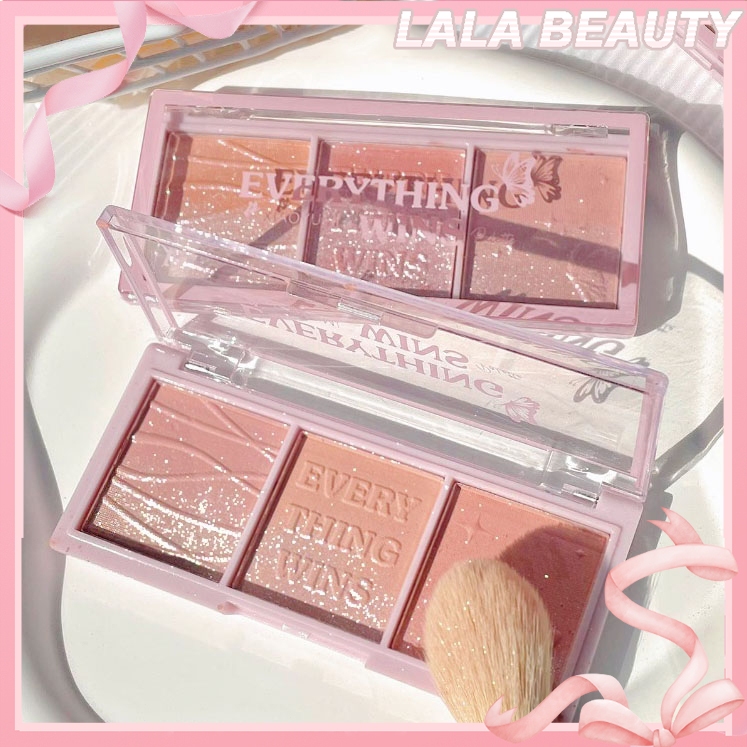 3 Colors Blush Eye Shadow Highlighter Palette Secret Garden Gradient ...