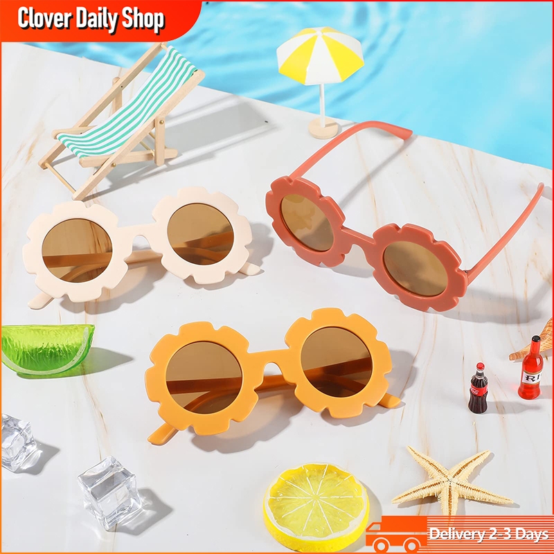 Flower Shaped Round Sunglasses Sun Protection Eyewear Cute Boy Girls ...