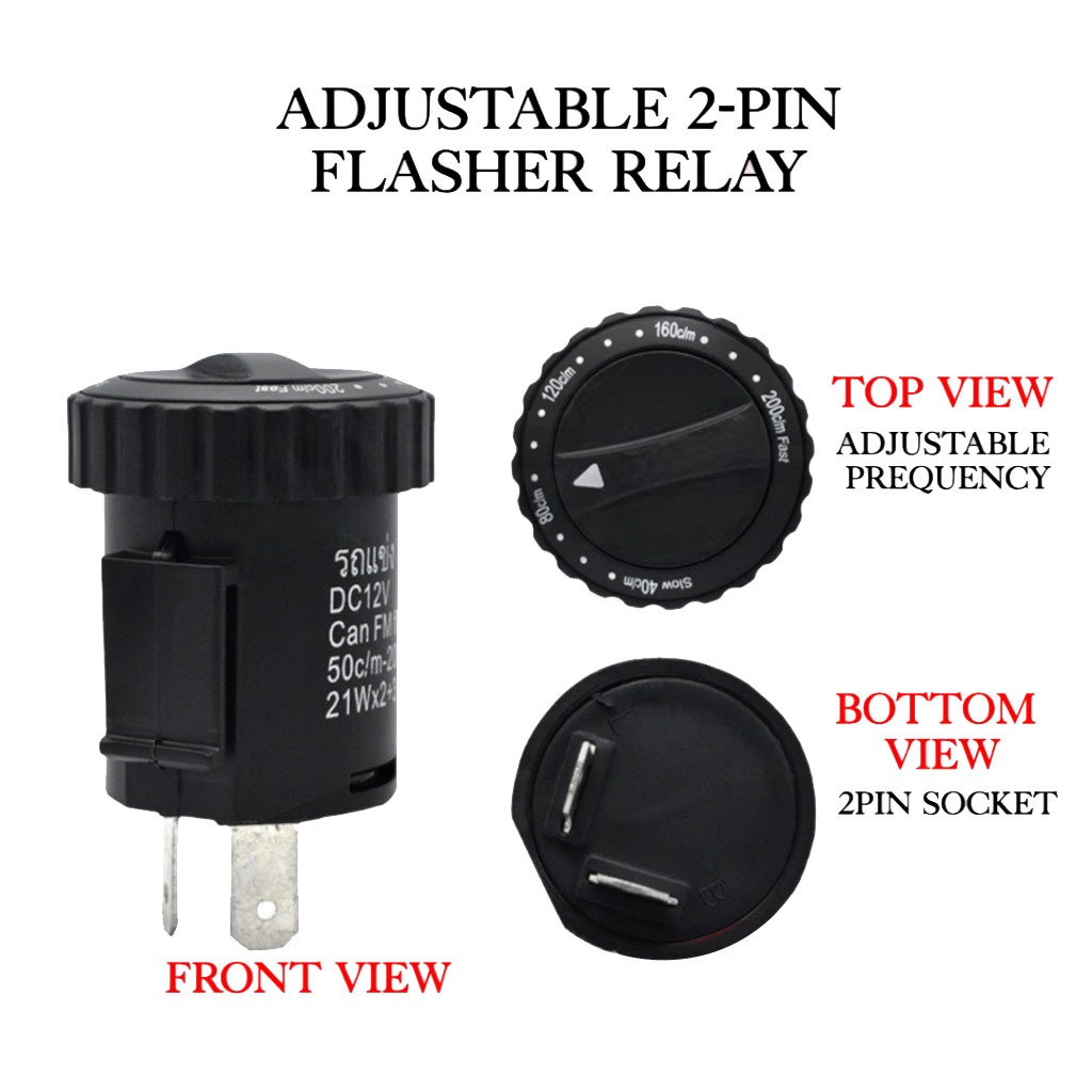 Flasher Relay Blinker Adjustable LED Turn Signal Indicator 2-PIN 12V ...