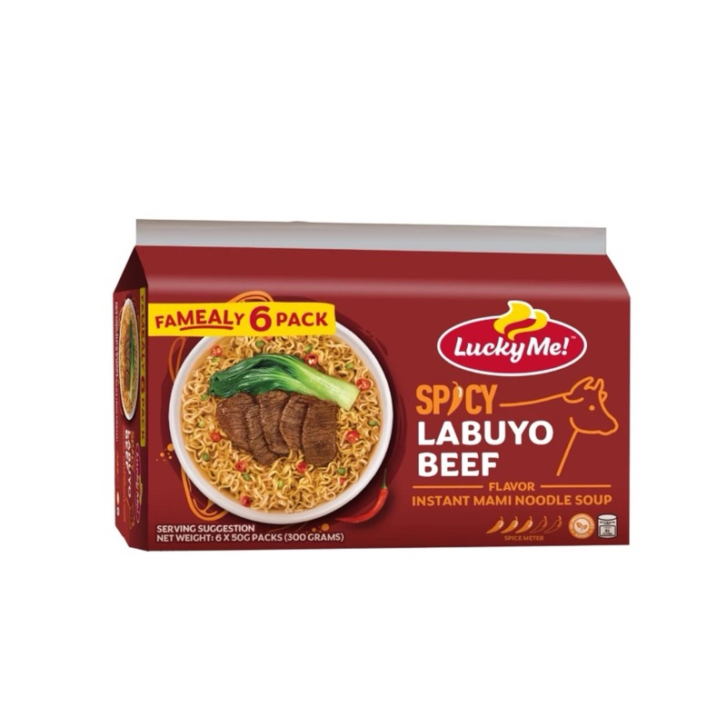 Lucky Me! Instant Noodle Soup Spicy Labuyo Beef Multipack 6 Pieces 50g ...