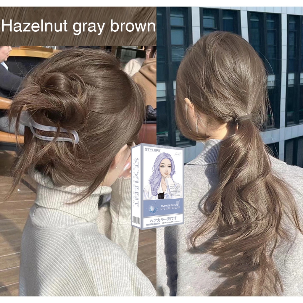 Hazelnut gray brown hair dye Botanical Gray Brown Hair Dye Cream （Gift ...