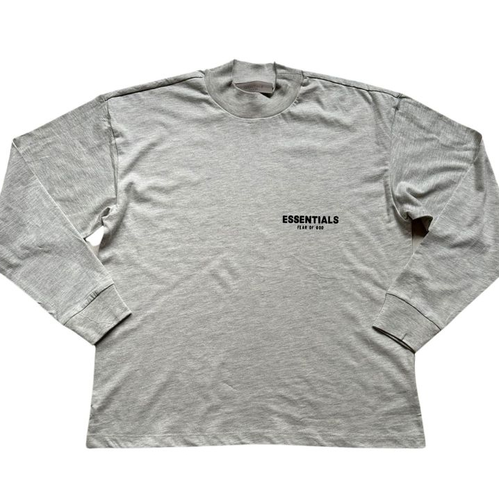 E/ss-ntials Light Oatmeal with Chest and Back Print Logo Round Neck ...