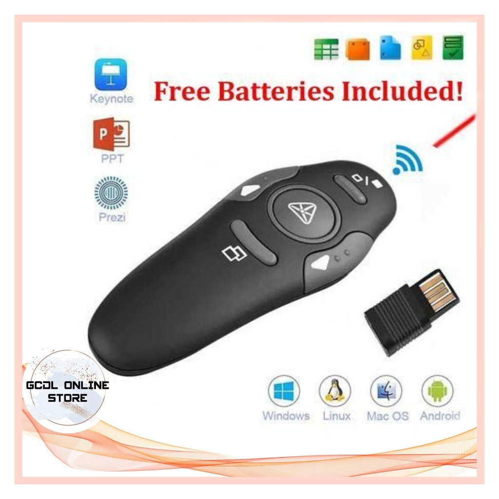 USB 2.4GHz Wireless PPT PowerPoint Presenter Pointer Clicker Laser ...