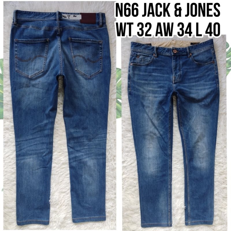 N66 JACK & JONES FLY BUTTON USED WAIST TAG 32 ACTUAL 34 LENGTH 40 MORE THN 2 ITEMS W LESS ...