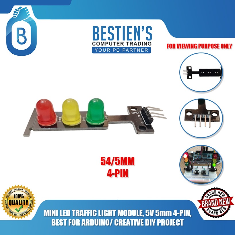 MINI LED TRAFFIC LIGHT MODULE, 5V 5mm 4-PIN, BEST FOR ARDUINO/ CREATIVE ...