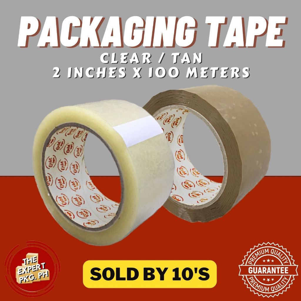 10 rolls Packaging Tape 100 meters (L) Clear | Tan 2 inches (W ...