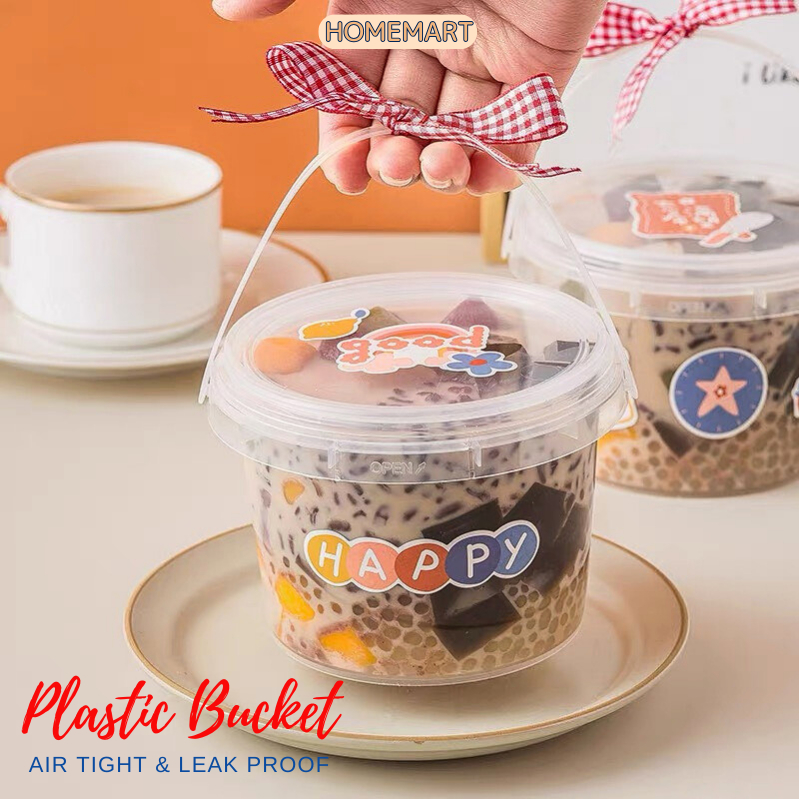 Multipurpose Food Storage Container With Lid Plastic Bucket Transparent ...