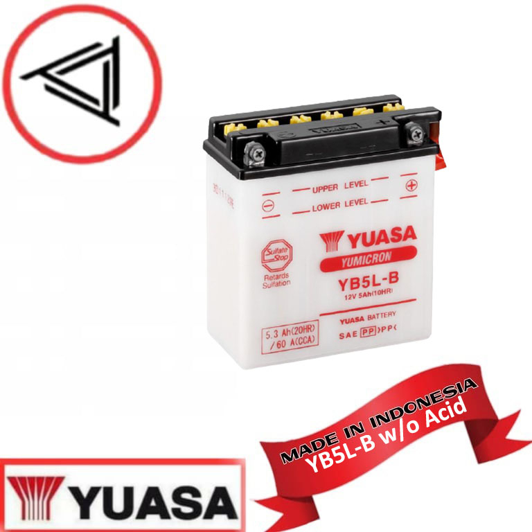 Yuasa Motorcycle Battery YB5L-B w/o Acid (Made in Indonesia) | Shopee ...